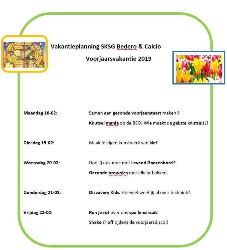 Activiteitenprogramma voorjaarsvakantie - SKSG Kinderopvang